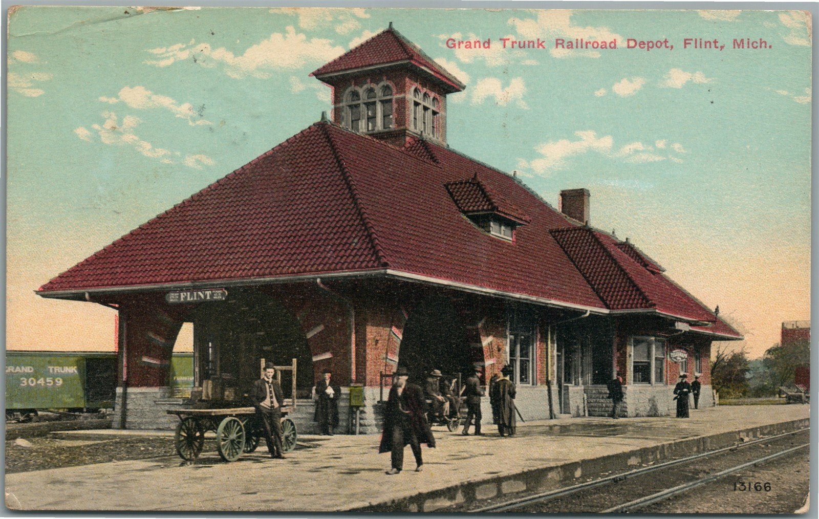 FLINT MI RAILROAD DEPOT RAILWAY STATION ANTIQUE POSTCARD – Motka