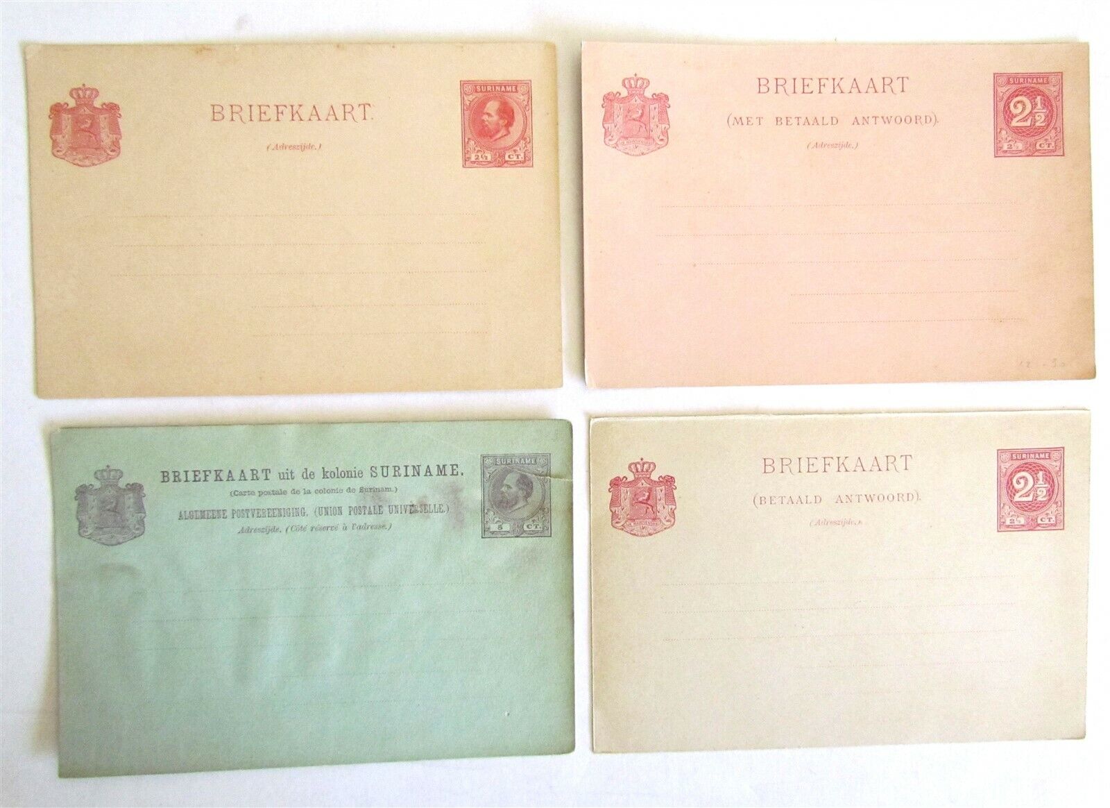 SURINAME lot of 4 ANTIQUE POSTCARDS STATIONERY CARDS – Motka